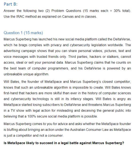 Solved Part B: Answer the following two (2) Problem | Chegg.com