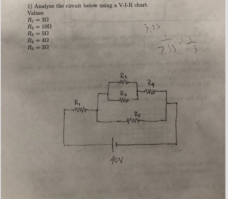 Solved 1) Analyze the circuit below using a V-I-R chart. | Chegg.com