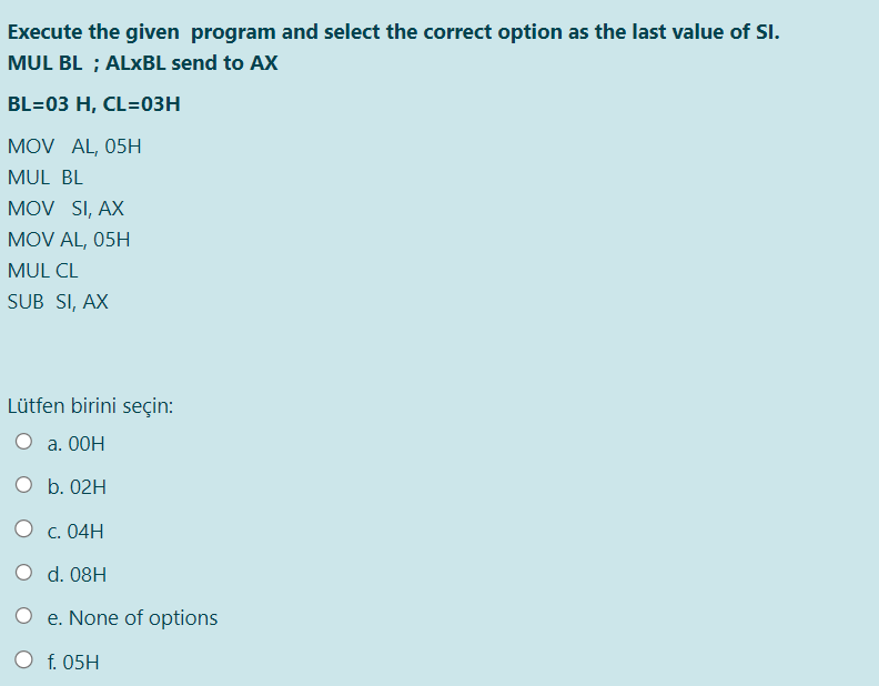 Solved Execute the given program and select the correct | Chegg.com