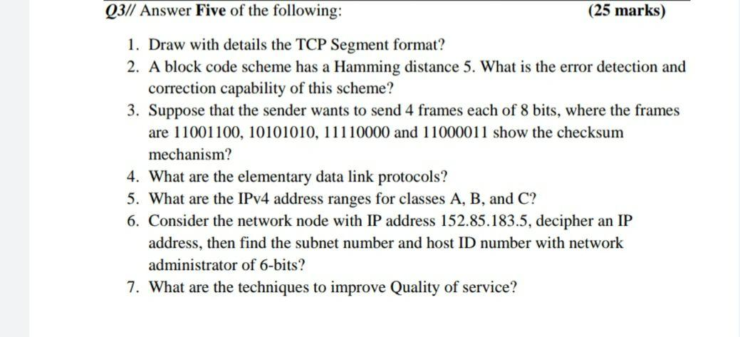 Solved Q3// Answer Five of the following: (25 marks) 1. Draw | Chegg.com