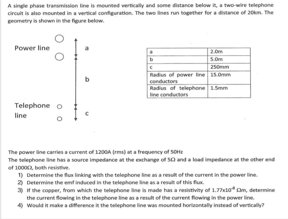 A single phase transmission line is mounted | Chegg.com