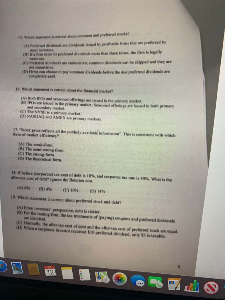 Solved Part I. 30 Multiple choice questions (2 points each; | Chegg.com