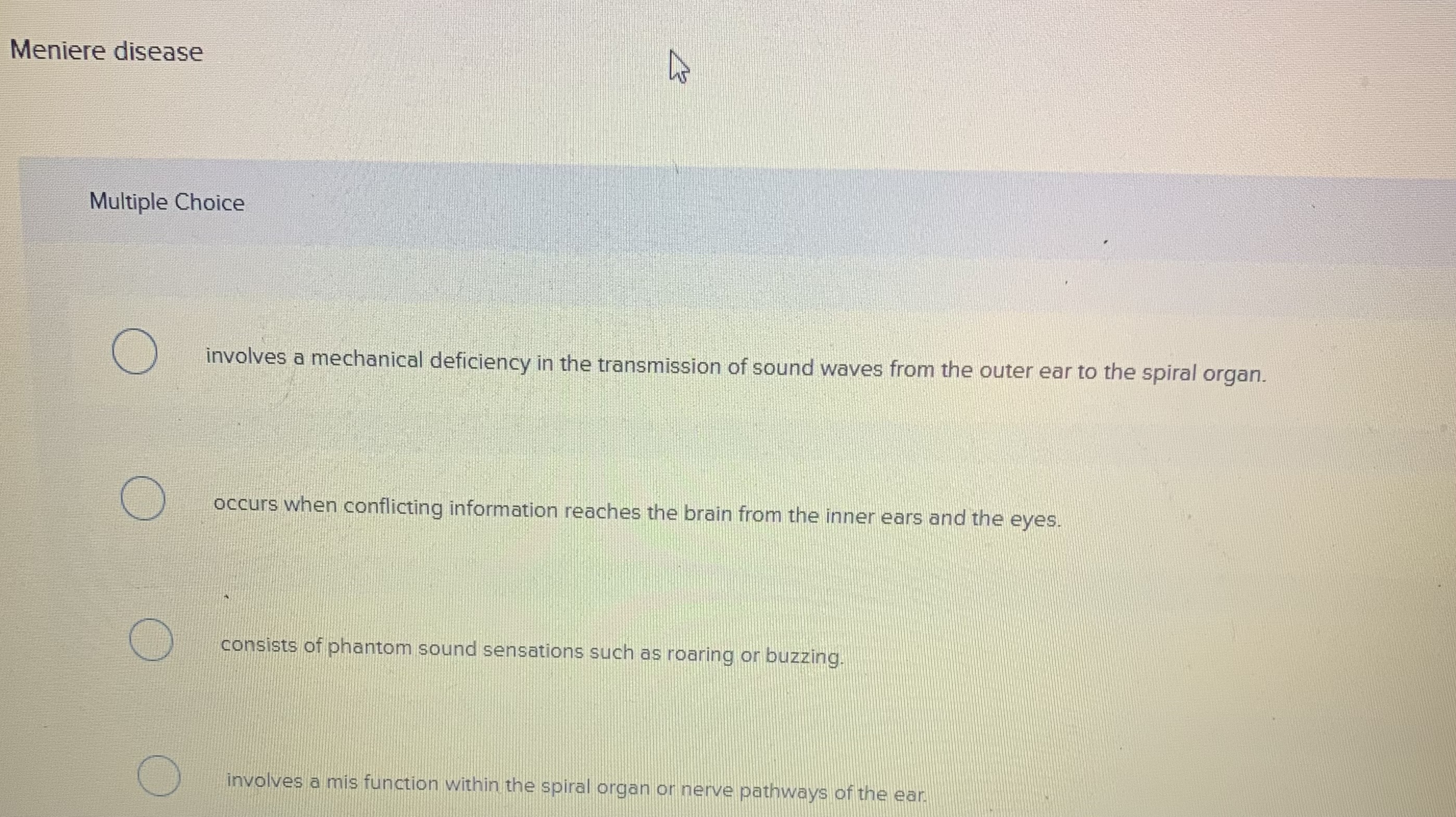Solved Multiple Choiceinvolves a mechanical deficiency in | Chegg.com