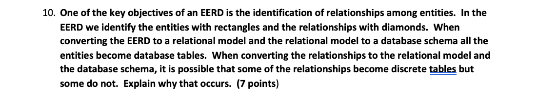 Solved 10. One of the key objectives of an EERD is the | Chegg.com