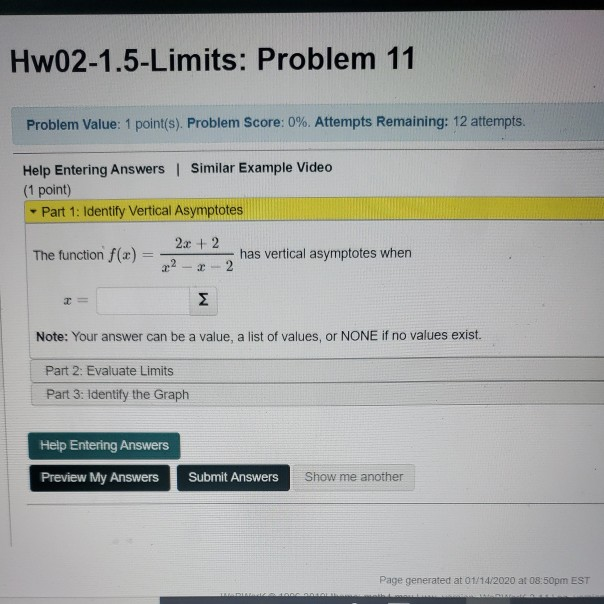 Solved Hw02 15 Limits Problem 7 Problem Value 1 Points