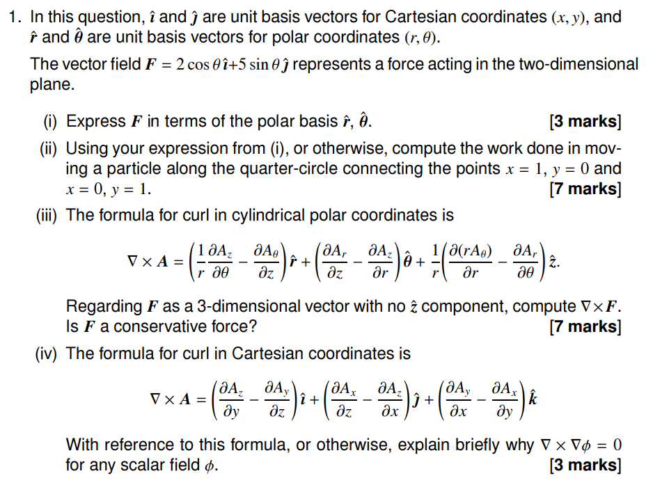 Solved 1. In this question, î and ì are unit basis vectors | Chegg.com