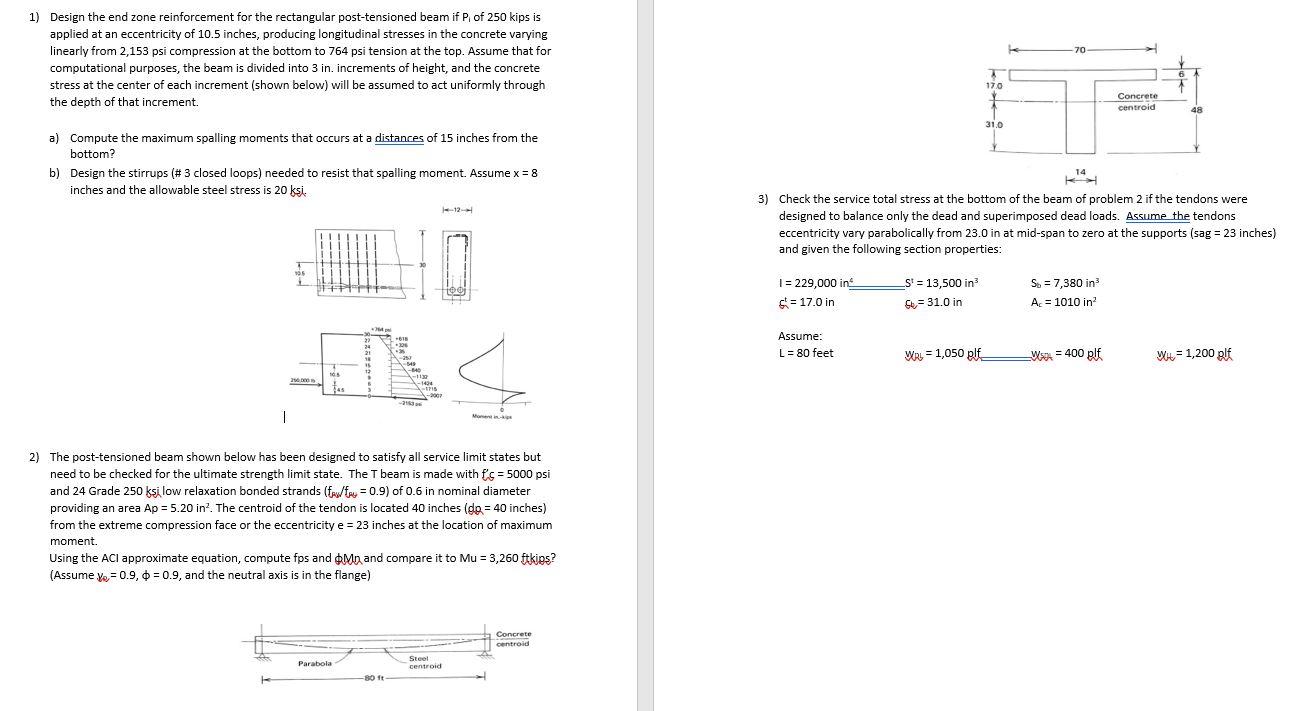 70 1) Design the end zone reinforcement for the | Chegg.com