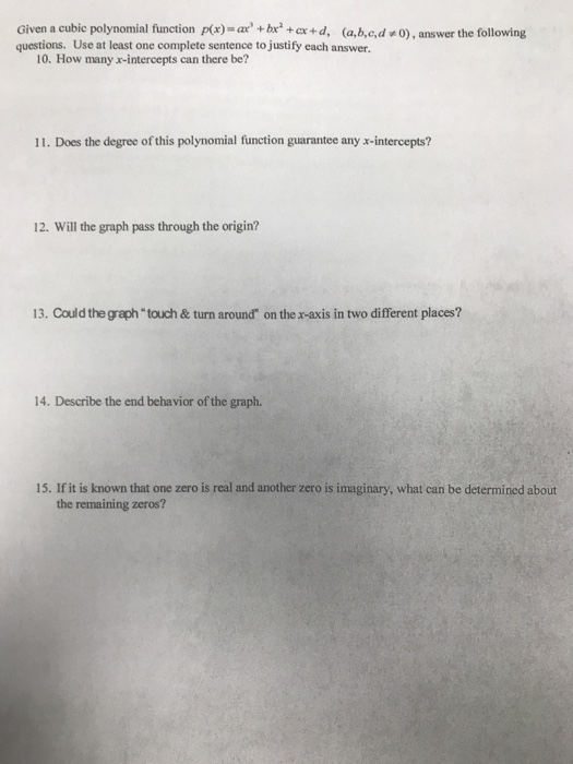 Solved Given a cubic polynomial function p(x)-ar + br. cr + | Chegg.com