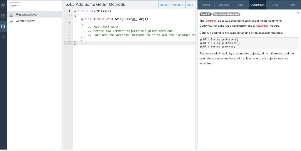 Solved New + Output Test Cases Docs Assignment Grede More | Chegg.com