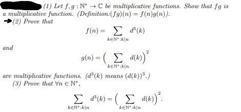 Solved (1) Let f.g:N →C be multiplicative functions. Show | Chegg.com