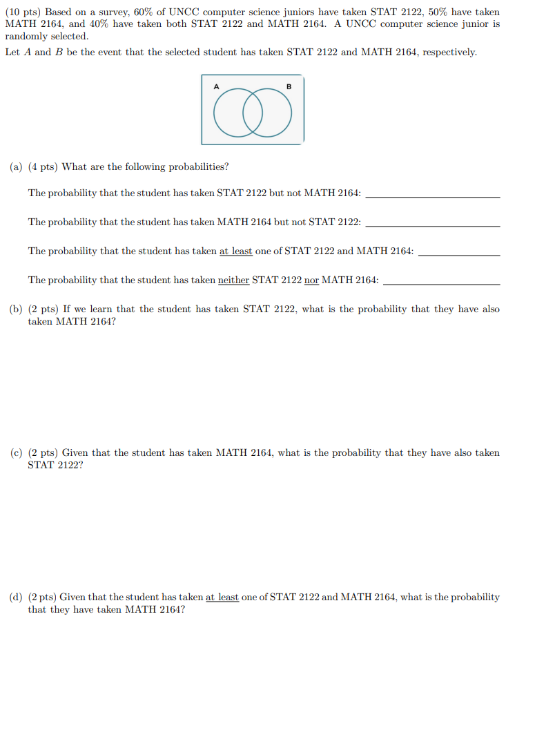 Solved (10 pts) Based on a survey, 60% of UNCC computer | Chegg.com