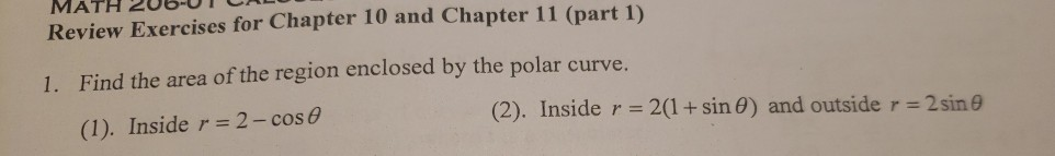 Solved MATH 20b-0 Review Exercises for Chapter 10 and | Chegg.com