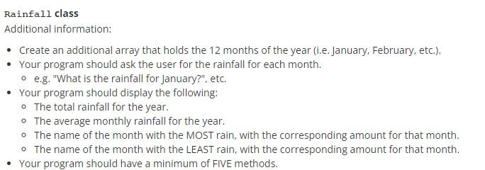 Solved Rainfall class Additional information: • Create an | Chegg.com