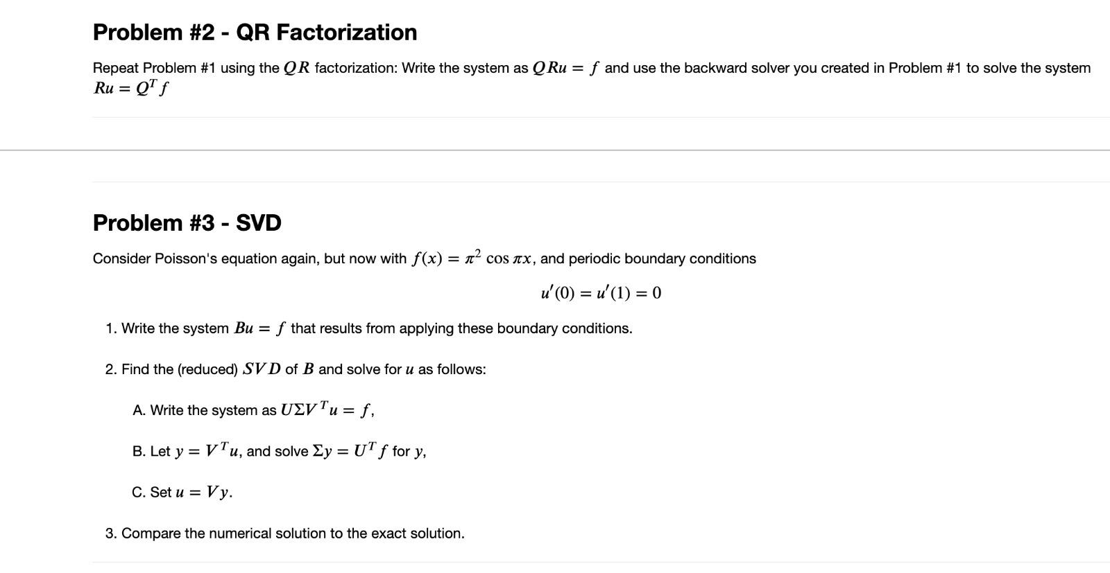 Problem 2 Qr Factorization Repeat Problem 1