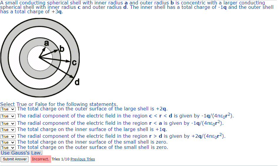 Solved A small conducting spherical shell with inner radius | Chegg.com