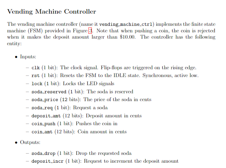 Solved Vending Machine Controller The vending machine | Chegg.com