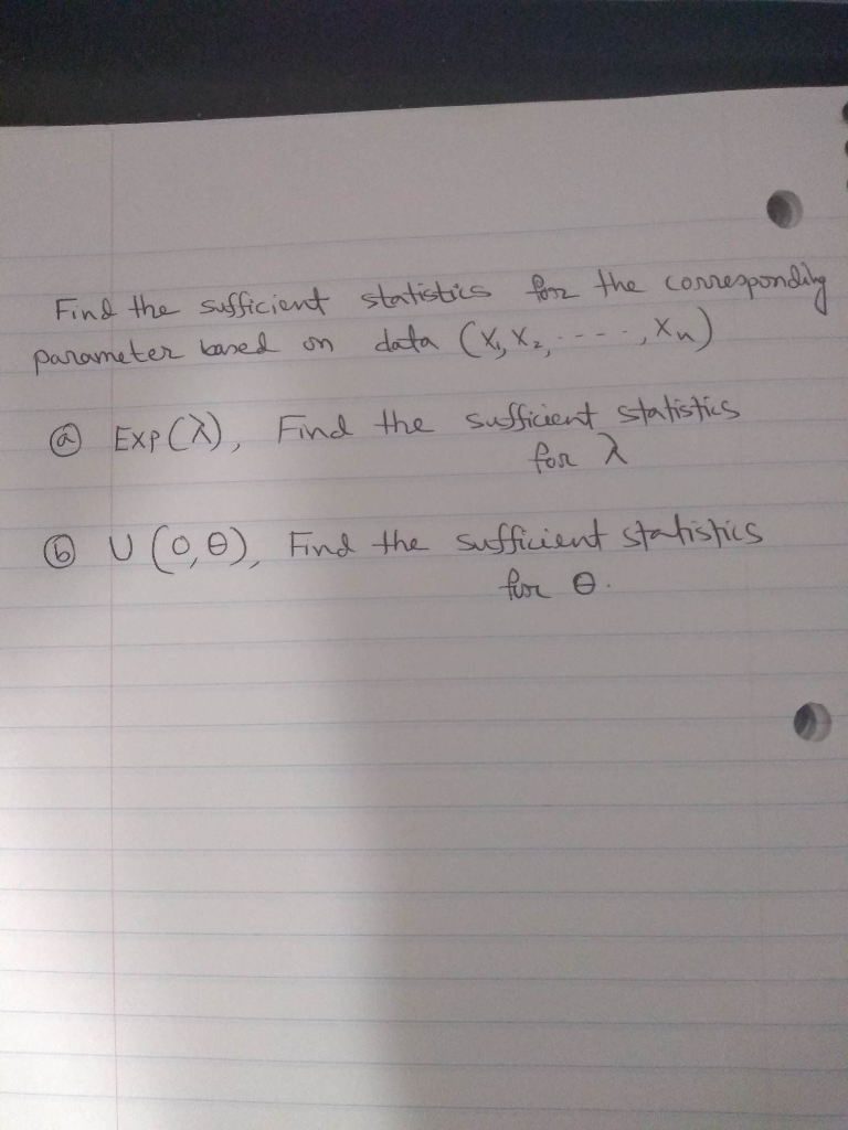 Solved Find the sufficient parameter based on statistics for | Chegg.com