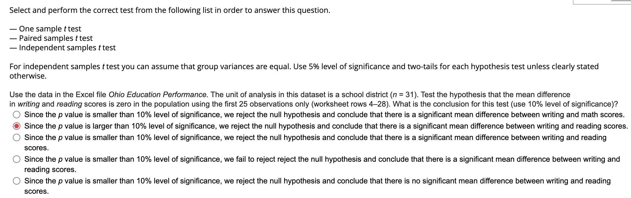Solved Select and perform the correct test from the | Chegg.com