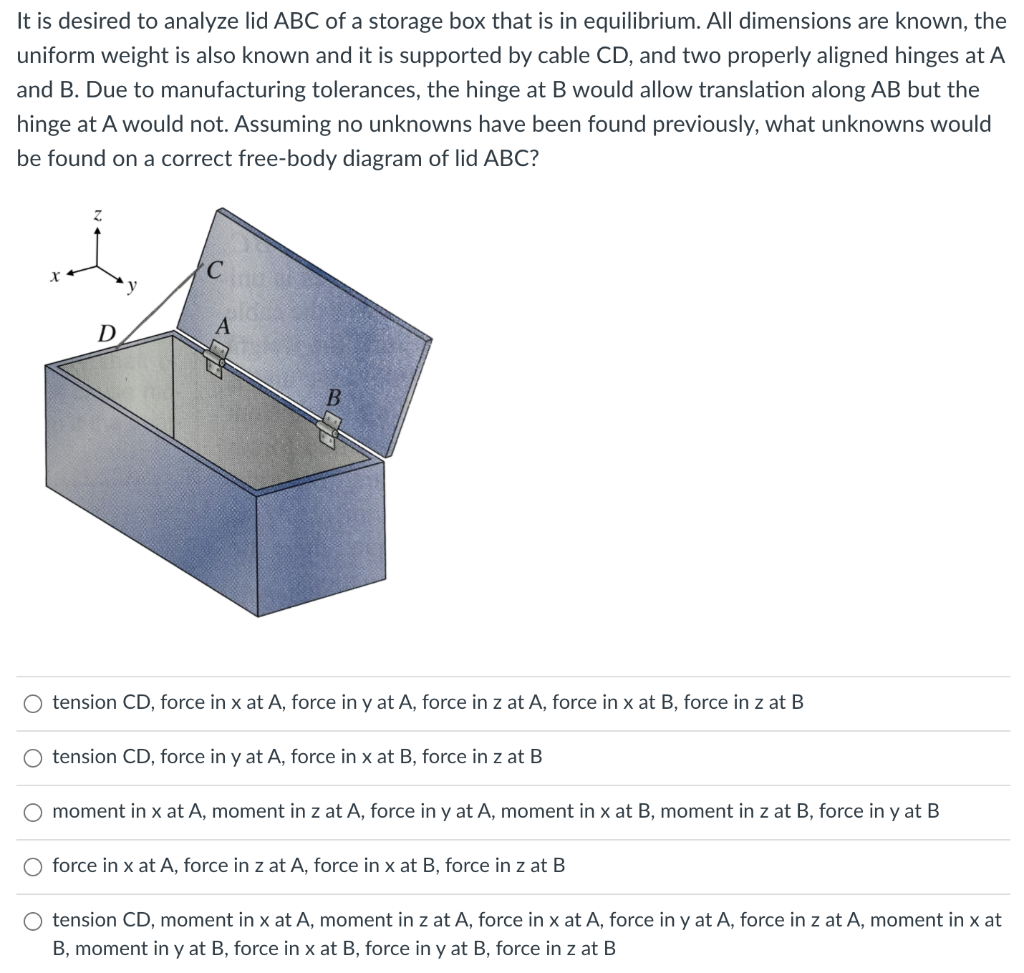 Solved It is desired to analyze lid ABC of a storage box | Chegg.com