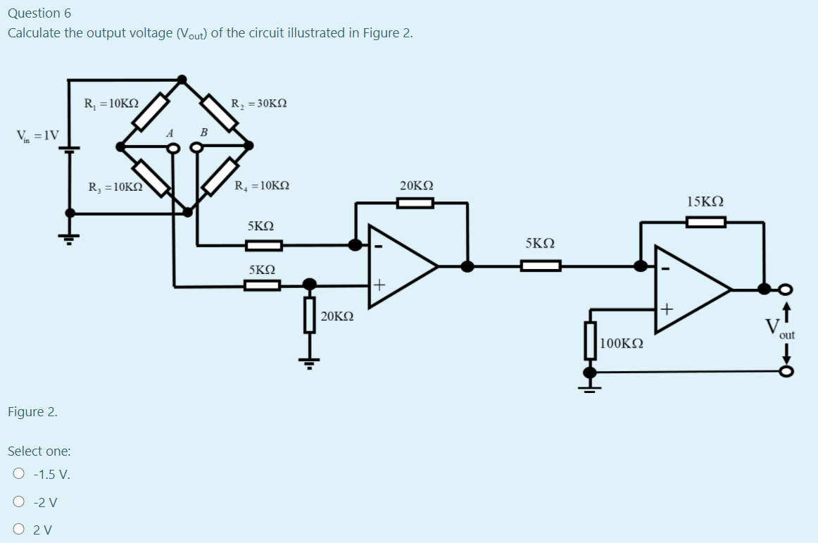 Solved Question 6 Calculate the output voltage (Vout) of the | Chegg.com