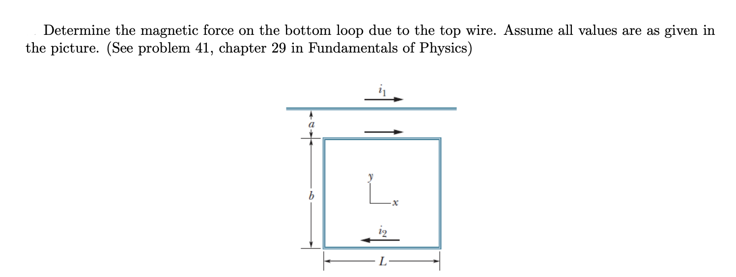 Solved Determine the magnetic force on the bottom loop due | Chegg.com
