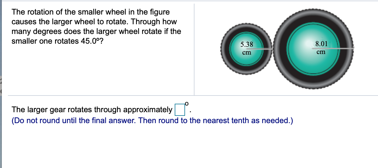 Solved The rotation of the smaller wheel in the figure | Chegg.com