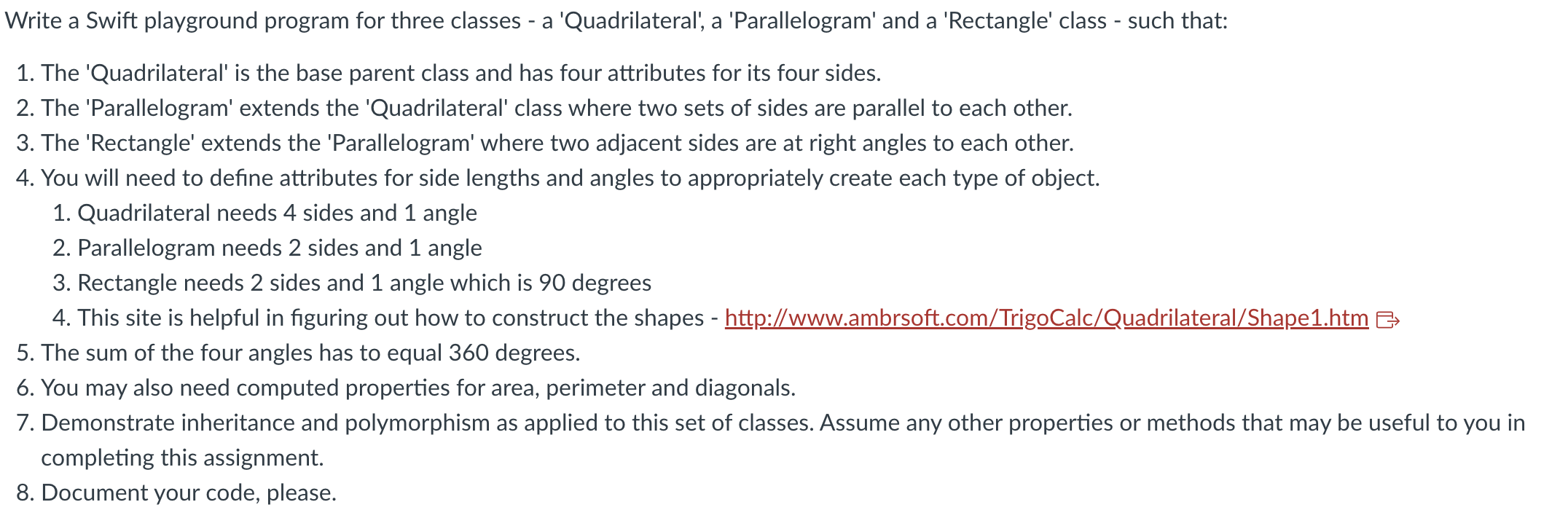 Solved Write a Swift playground program for three classes - | Chegg.com