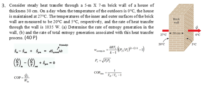 Solved Consider steady heat transfer through a 5−mX7−m brick | Chegg.com