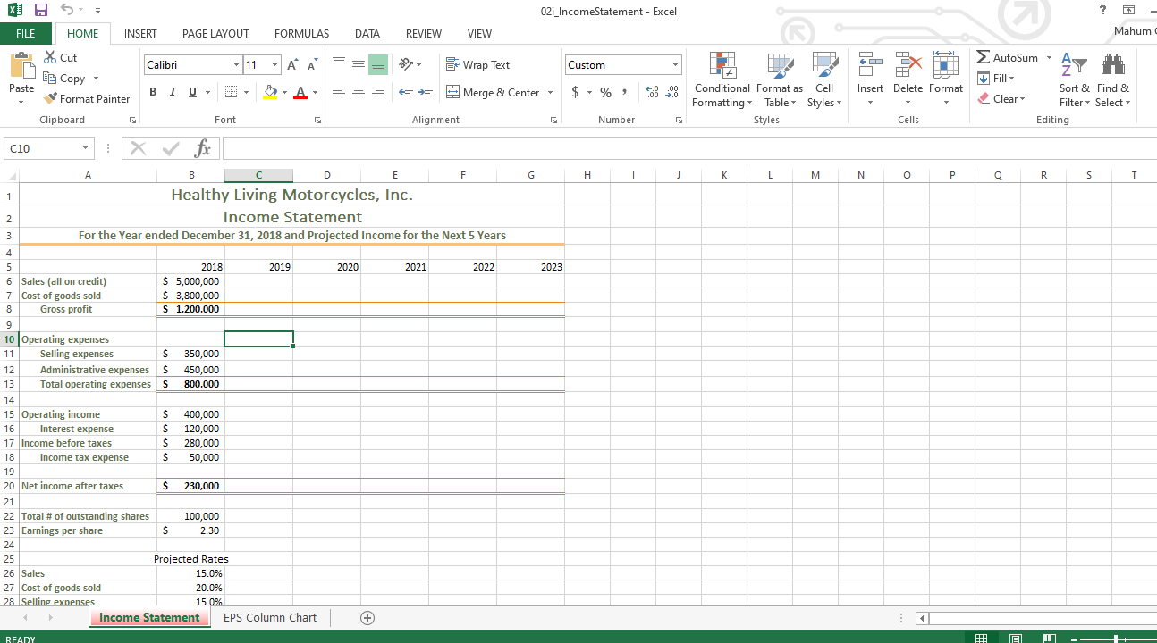 Solved XU 02i_IncomeStatement - Excel ? FILE HOME INSERT | Chegg.com