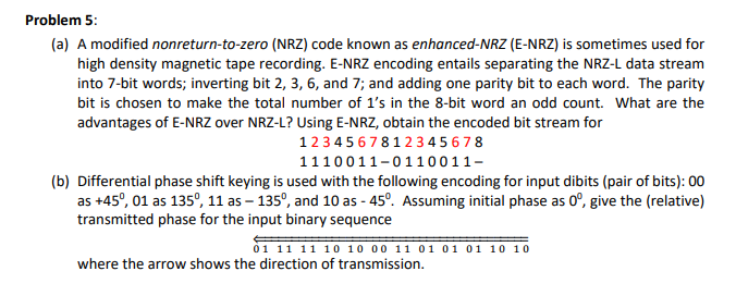 Solved Problem 5: (a) A modified nonreturn-to-zero (NRZ) | Chegg.com