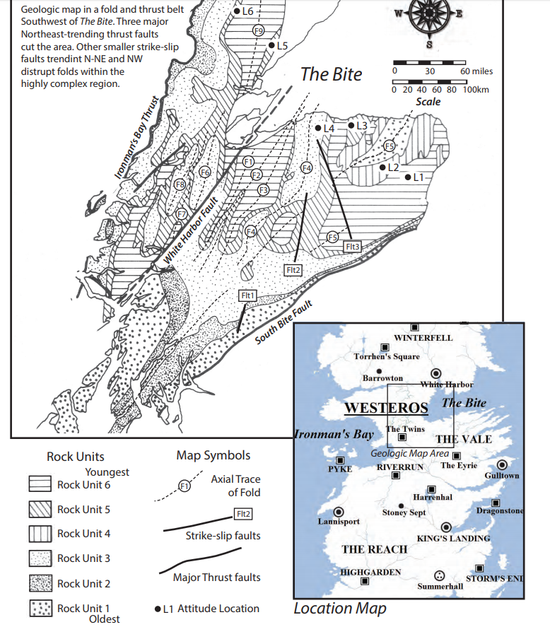 Solved Geologic map in a fold and thrust belt Southwest of | Chegg.com