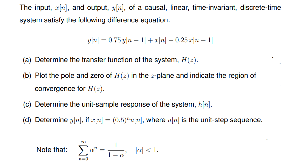 Solved The input, x[n], and output, y[n], of a causal, | Chegg.com