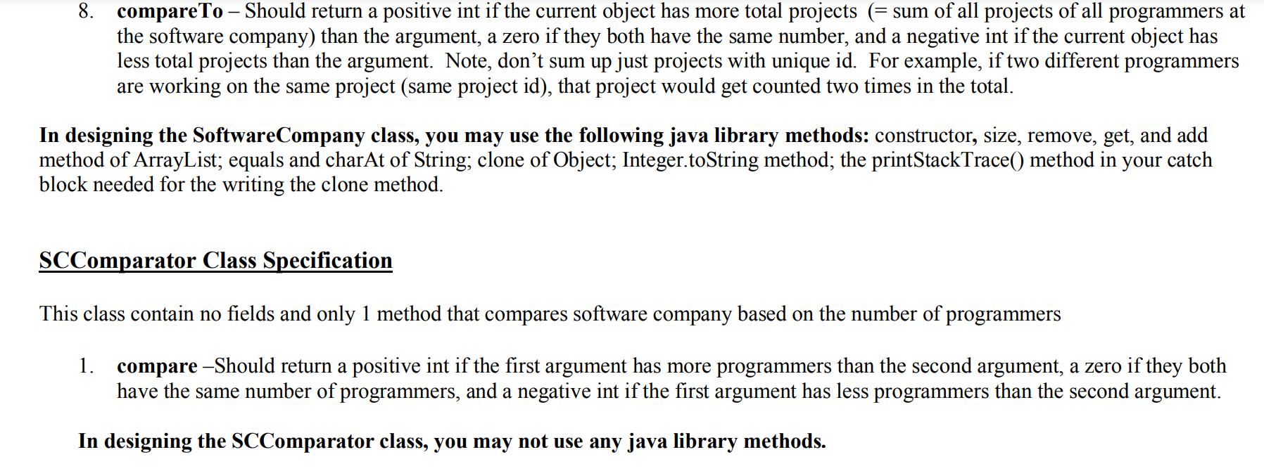 SoftwareCompany Class Specification The | Chegg.com