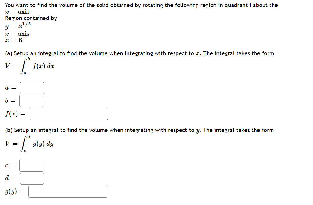 Solved You want to find the volume of the solid obtained by | Chegg.com