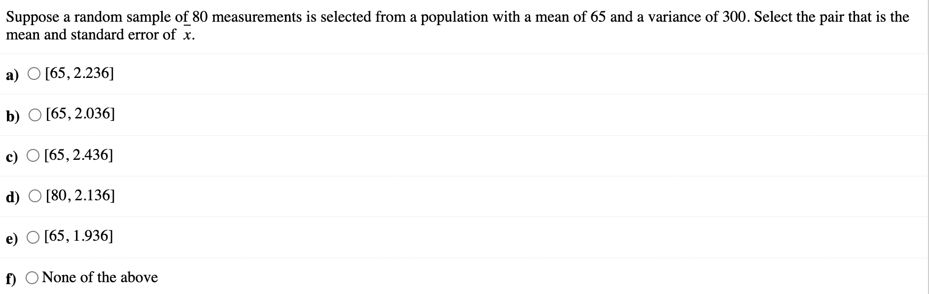 Solved Suppose a random sample of 80 measurements is | Chegg.com