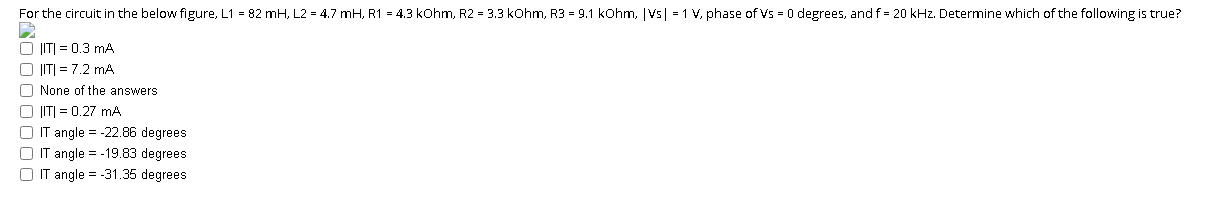 Solved ∥T∣∥T∣=0.3 mA=7.2 mA None of the answers ∣TT=0.27 mA | Chegg.com