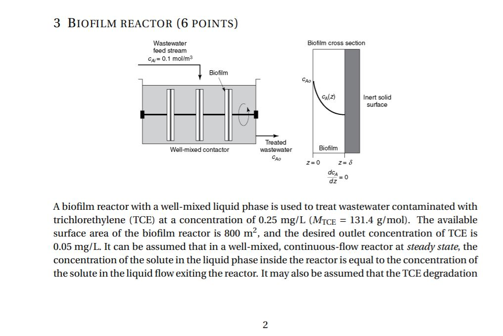 Solved 3 BIOFILM REACTOR (6 POINTS) Biofilm cross section | Chegg.com