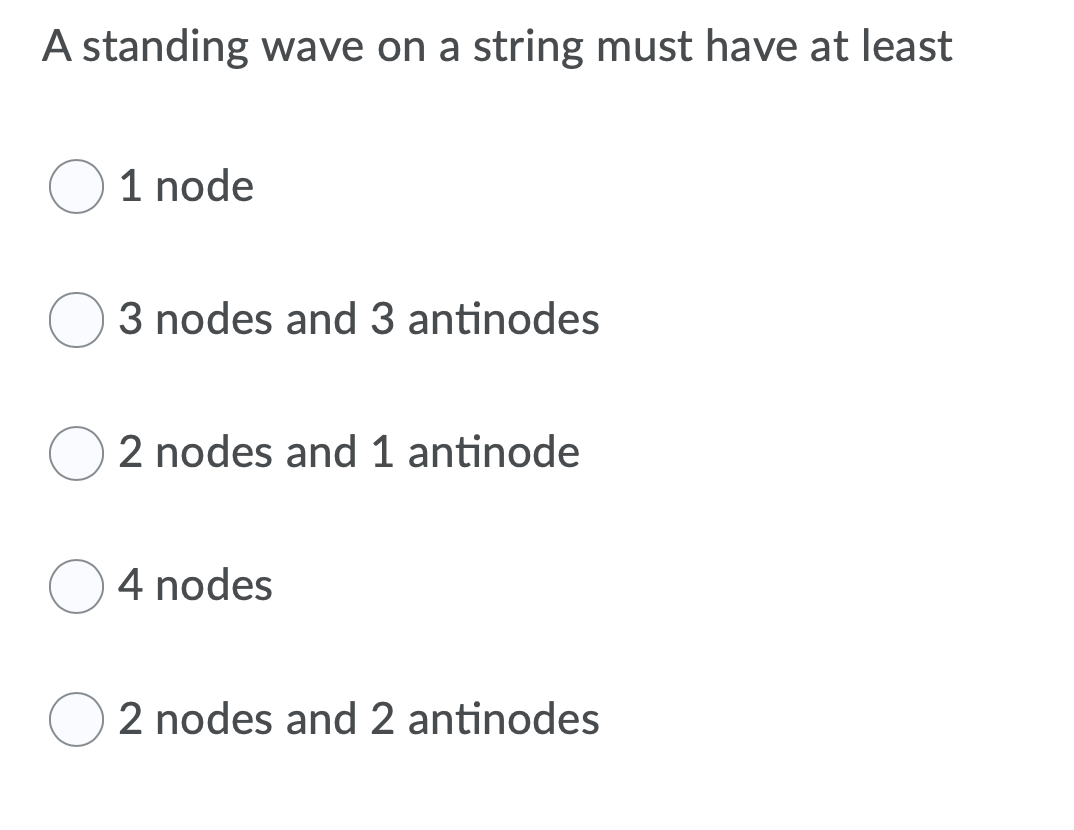 Solved A standing wave on a string must have at least 1 node | Chegg.com