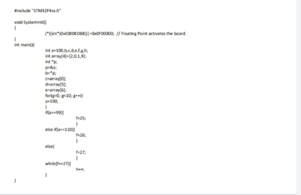 Solved It include "STM32F4you.h" void Systeminit) 1 | Chegg.com