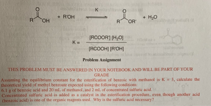 Solved к +R'OH + H2O R ОН OR' R [RCOOR'] [H2O] K = [RCOOH] | Chegg.com
