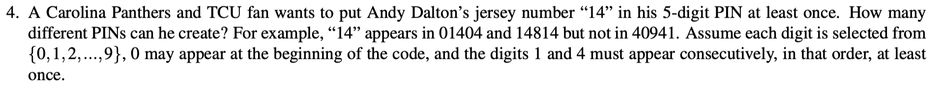 4. ﻿A Carolina Panthers and TCU fan wants to put Andy | Chegg.com