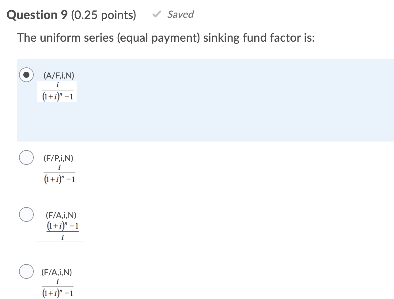 Solved Question 9 (0.25 points) Saved The uniform series | Chegg.com