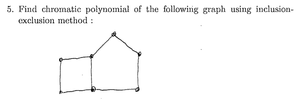 Solved 5. Find chromatic polynomial of the following graph | Chegg.com