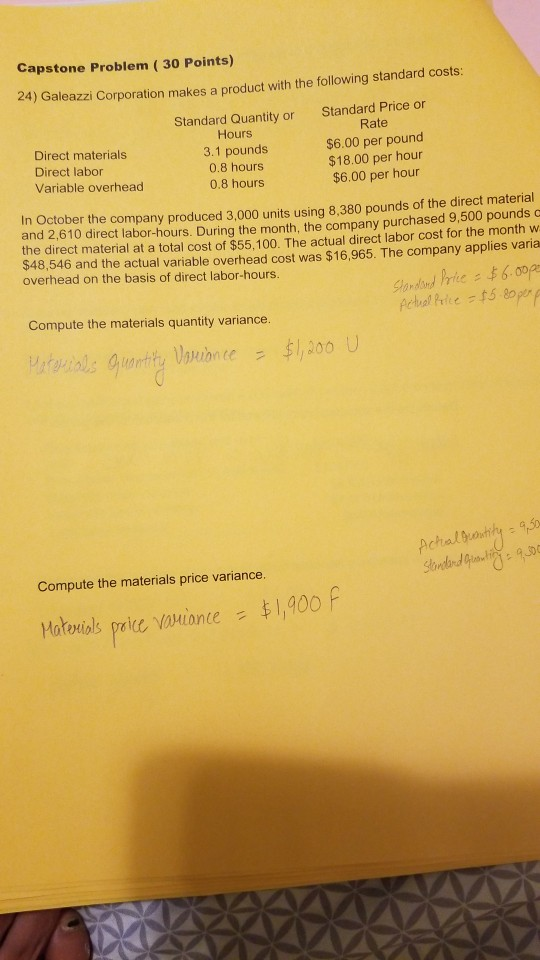 Solved Capstone Problem (30 Points) 24) Galeazzi Corporation | Chegg.com