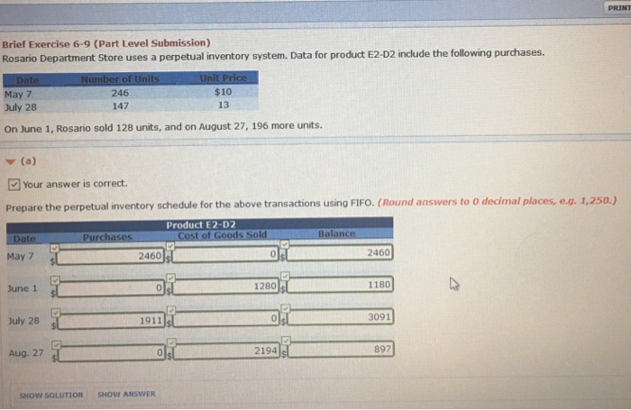 Solved Brief Exercise 6-9 (Part Level Submission) Rosario | Chegg.com