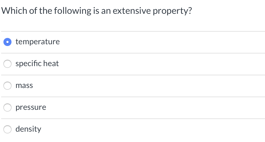 Solved Which of the following is an extensive property? | Chegg.com