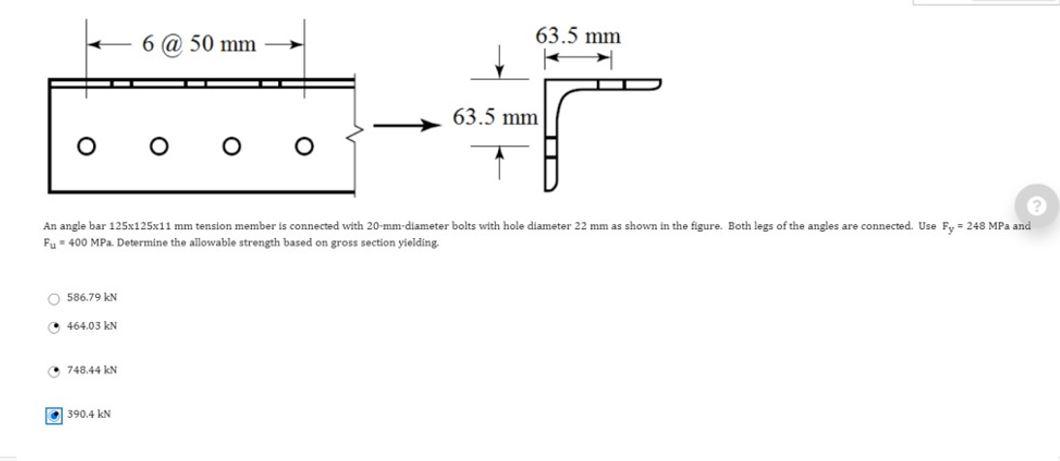 Solved 50 mm 63.5 mm 63.5 mm An angle bar 125x125x11 mm | Chegg.com