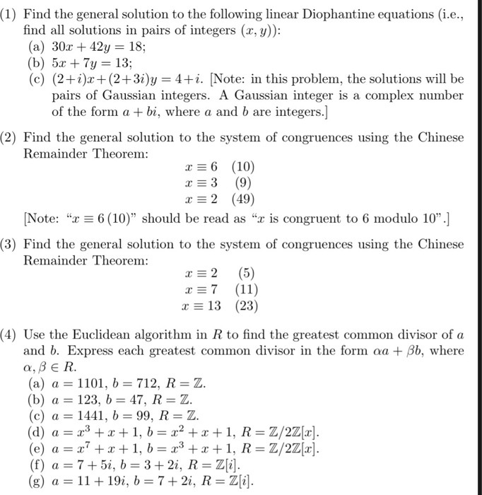 Solved (1) Find the general solution to the following linear | Chegg.com