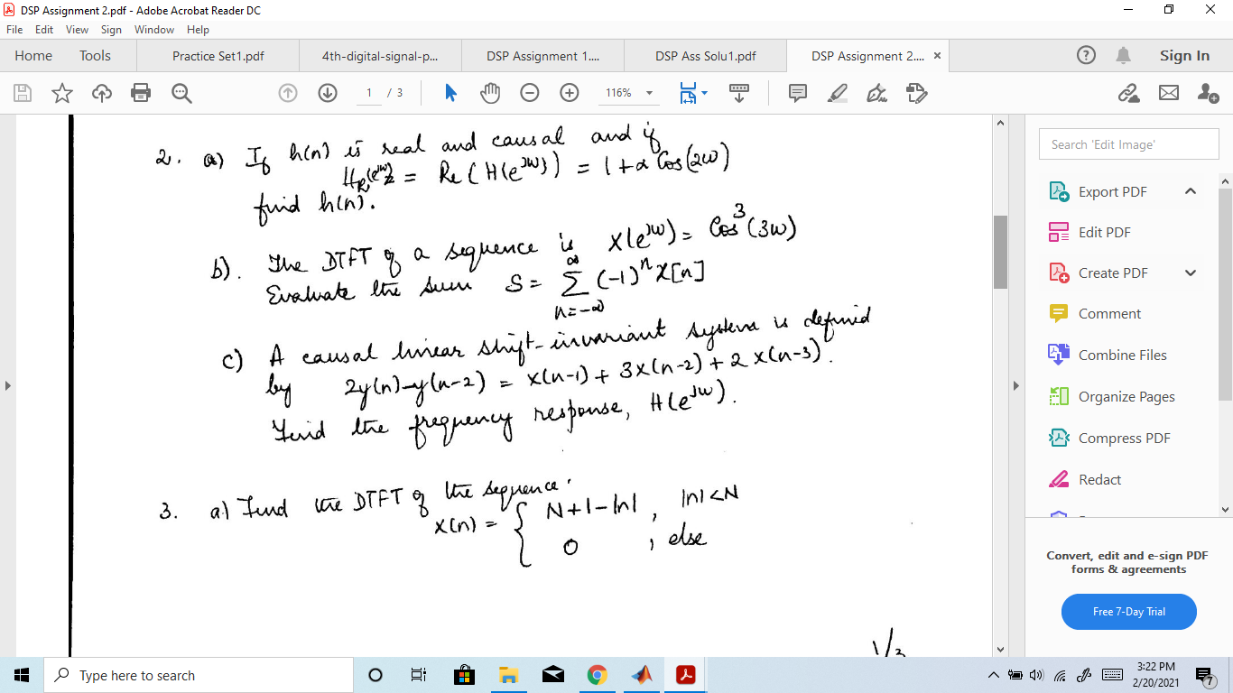 Solved - x A DSP Assignment 2.pdf - Adobe Acrobat Reader DC | Chegg.com
