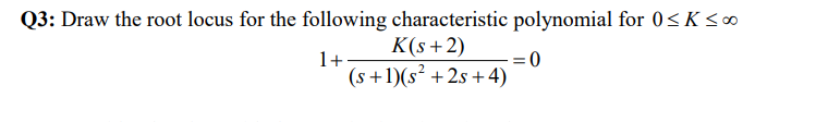 Solved Q3: Draw the root locus for the following | Chegg.com